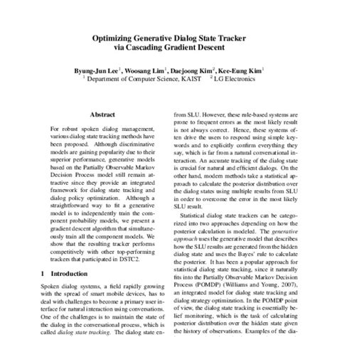 Optimizing Generative Dialog State Tracker Via Cascading Gradient Descent Acl Anthology