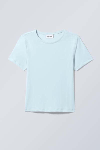 Slim Fitted T Shirt Light Blue Weekday GB