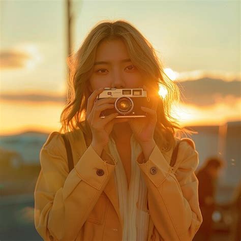 Golden Hour Portrait Of A Photographer Premium Ai Generated Image