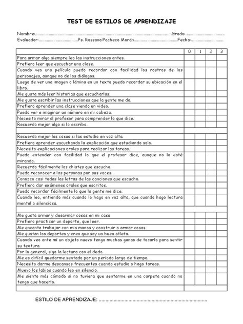 Estilos De Aprendizaje Vak Pdf