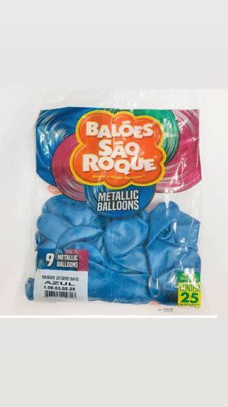 Balão São Roque N9 Metálico Metallic Ballons Azul 25unid