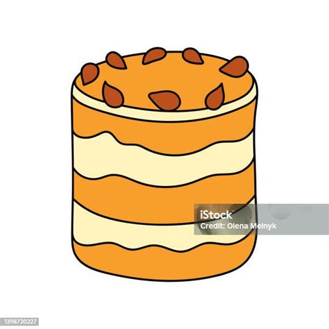 예쁜 낙서 케이크 메뉴 카페 비스트로 레스토랑 다방 빵집 라벨 포스터 배너 전단지 및 포장을위한 스케치 요소를 디자인하십시오 흰색 배경에 벡터 다채로운 일러스트레이션 갈색에