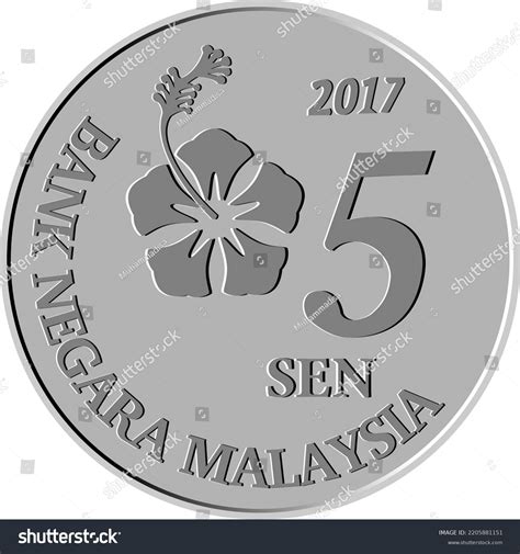 Malaysian Currency Ringgit Coin 5 Sen Stock Vector Royalty Free