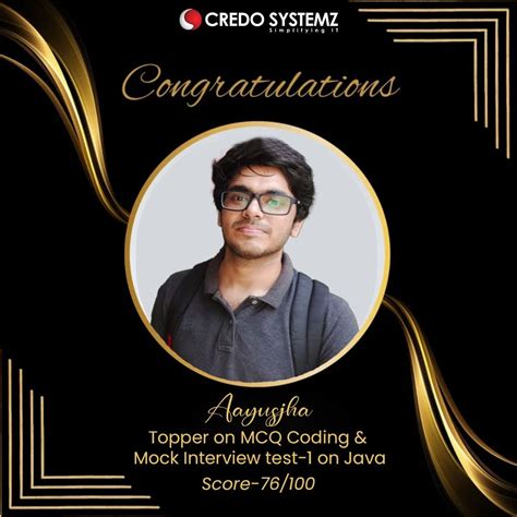 Aayush Jha On Linkedin Javachampion Credosystemz Codingsuccess