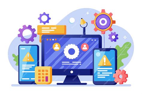 Software Systems Maintenance Errors Displayed On Various Devices With Warning Alerts Software