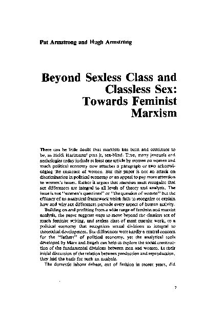 Pdf Beyond Sexless Class And Classless Sex Towards Feminist Marxism