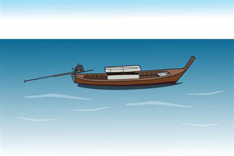 Long Tail Boat In The Sea Hand Drawn Illustration Vector Art At Vecteezy