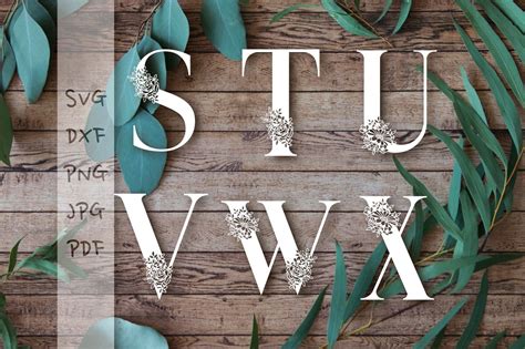 Floral Alphabet Bundle 26 Letters Cutting Files Svg Dxf Png Pdf 