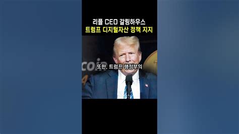 리플 Ceo 트럼프 디지털자산 정책 지지선언 Youtube