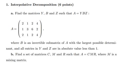 1 Interpolative Decomposition 6 Points A Find The