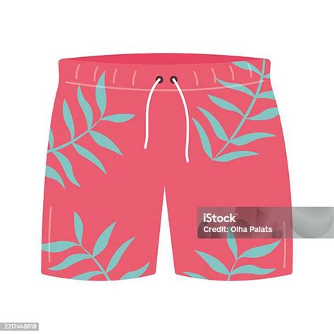 남성용 수영 트렁크 수영 용 반바지 레드 비치 반바지 여름 반바지 여름 요소 흰색 배경에 고립 된 벡터 일러스트 레이 션 0명에 대한 스톡 벡터 아트 및 기타 이미지