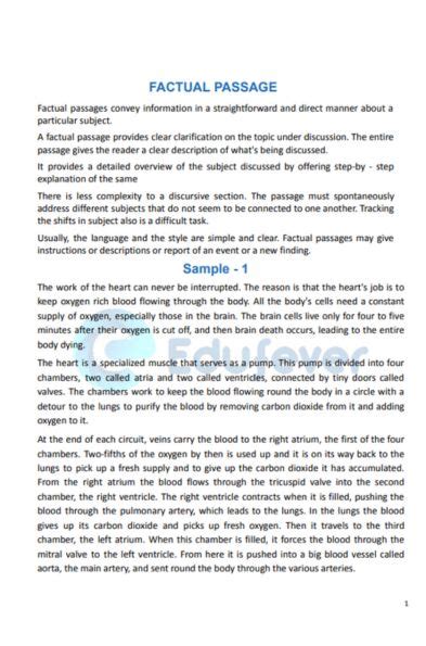 CBSE Class English Factual Passage Questions And Answers