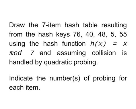 Solved Draw The Item Hash Table Resulting From The Hash Chegg
