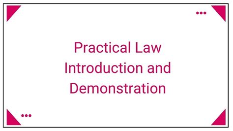 Practical Law Introduction And Demonstration Youtube