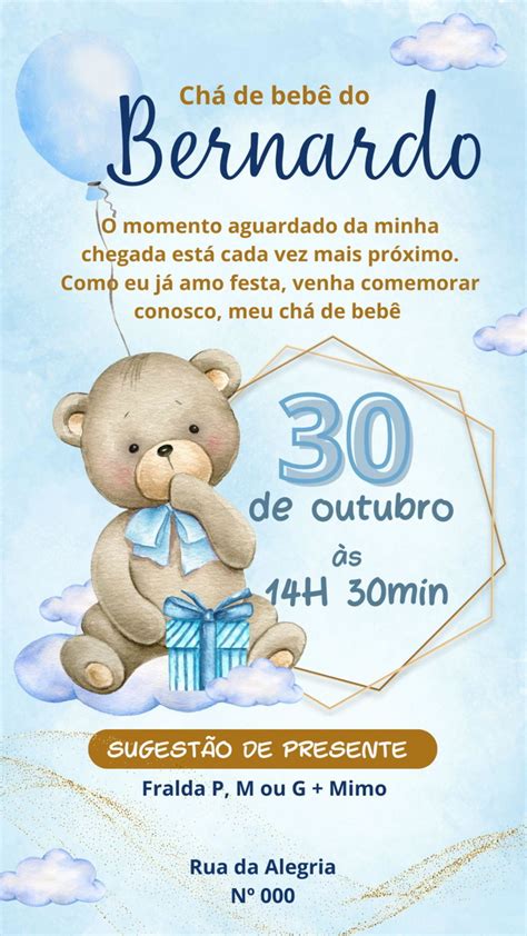 Convite Chá De Bebê Menino Elo7 Produtos Especiais