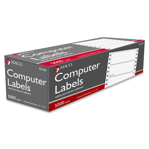 Maco Mac42461 High Speed Data Processing Labels 5000 Box White
