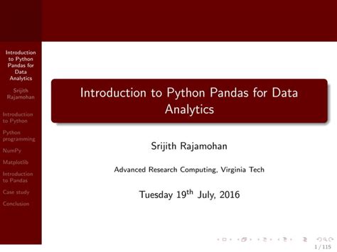 Introduction To Python Pandas For Data Analytics Ppt