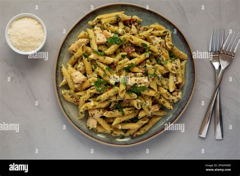 Homemade One Pot Chicken Spinach Bacon Alfredo Pasta Ready To Eat Stock