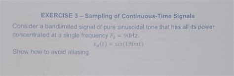 solved exercise 3 sampling of continuous time signals