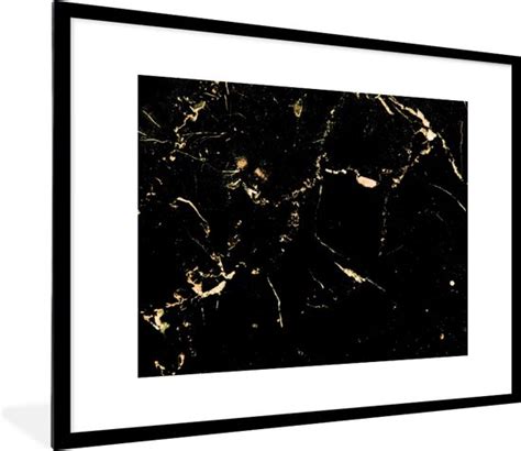 Fotolijst Incl Poster Marmer Kalk Zwart Goud 80x60 Cm