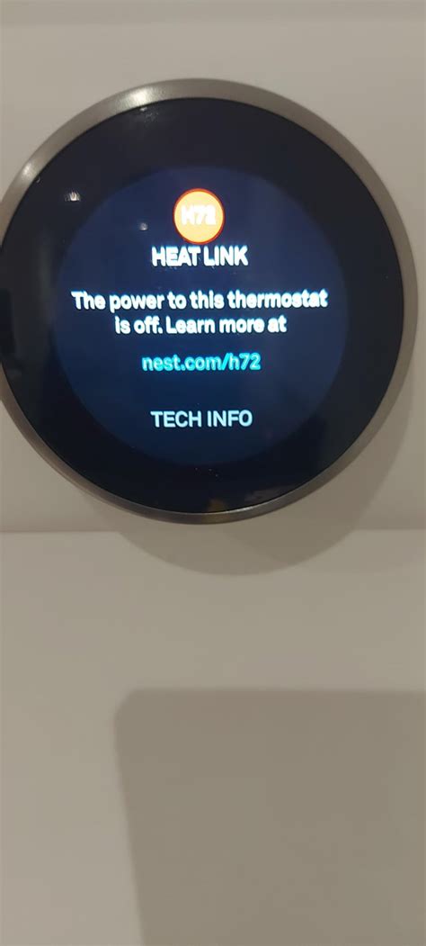 Nest H72 Error Message No Power R Nest