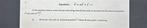Solved Equation Vec P Mvec V Vec F TIn The Equation Chegg Com