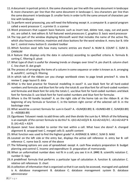 Ss1 Data Processing Examination With Test Of Practical Third Term Docx