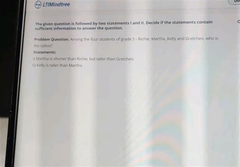 Lttmindtree The Given Question Is Followed By Studyx