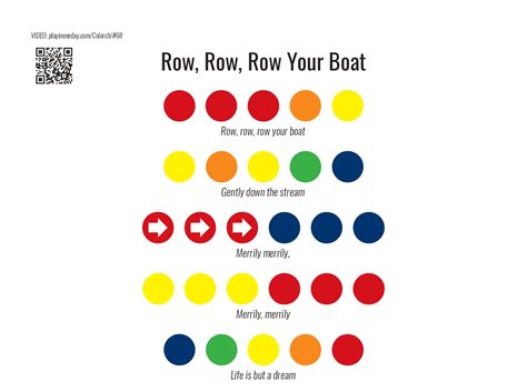Row Row Row Your Boat Colored Notes Learn To Play In One Day