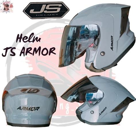 Jual Helm Js Armor Yakuza Half Face Solid Polos Visor Dark Smoke Sni Premium Original Js Helmet