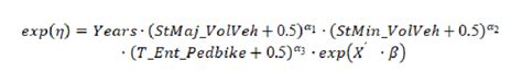 Equation Linear functional form for intersection analysis Where η