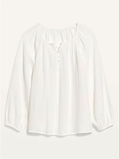 Shirred Double Weave Blouse Old Navy