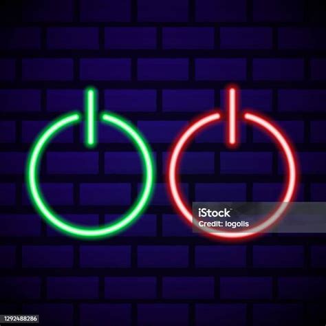 켜기 및 끄기 램프 네온 라이트 토글 스위치 버튼 벡터 그림입니다 형광광 벡터 일러스트레이션 0명에 대한 스톡 벡터 아트 및