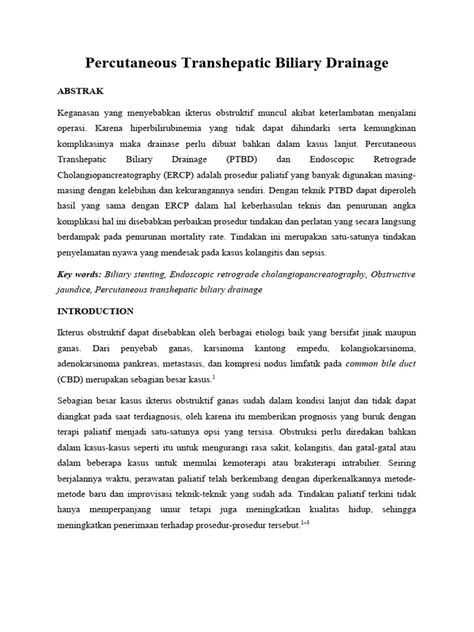Percutaneous Transhepatic Biliary Drainage Pdf