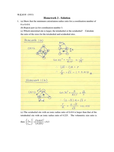 Homework 2 Solution Pdf Ion Chemistry