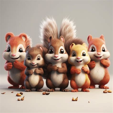 Premium Ai Image Ai Cute Cartoon Group Of Adorable Squirrels