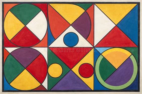 Geometric Abstract Art Features A Predominance Of Basic Shapes Such As Circles Triangles And