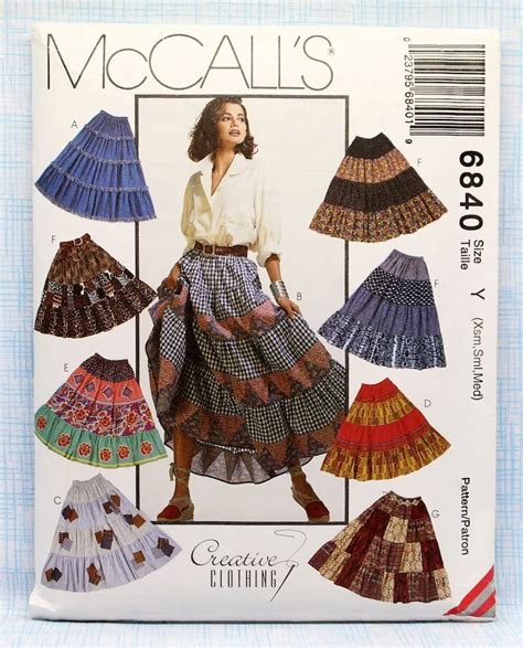 Mccalls Sewing Pattern 6840 Misses Tiered Skirt Xs Small Medium