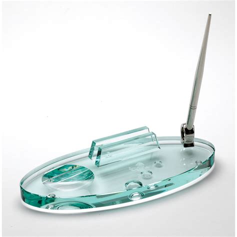 Glass Desk Pen Stand And Business Card Holder Ceg