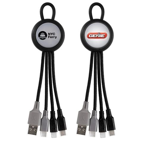 Promotional Light Up Loop Dual Input 3 In 1 Charging Cable
