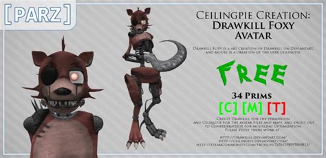 Second Life Marketplace Parz Drawkill Foxie Avatar ~ Ceilingpie