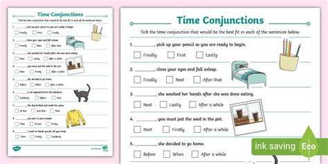 Time Connectives And Conjunctions Ks2 Primary Resources Worksheets Library