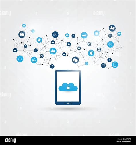 Cloud Computing Design Concept Digital Network Connections