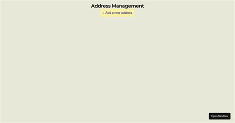 Address Management App Codesandbox
