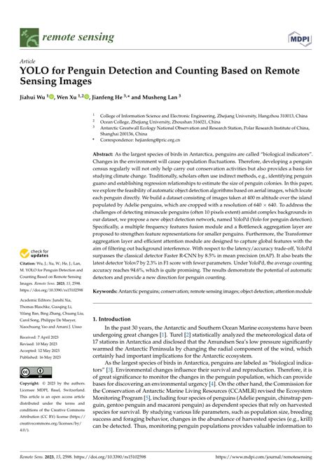 Pdf Yolo For Penguin Detection And Counting Based On Remote Sensing