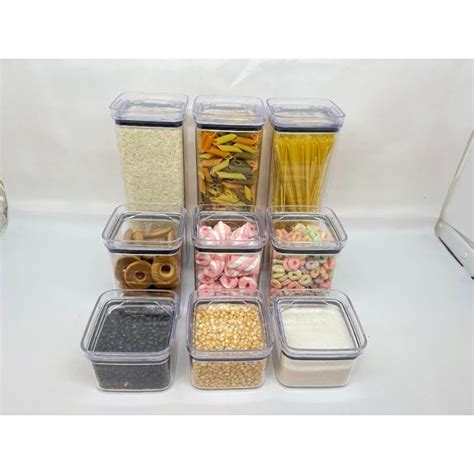 Kit 9 Potes Herméticos Acrílico Quadrado Empilháveis Shopee Brasil