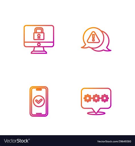 Set Line Password Protection Smartphone Lock Vector Image