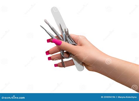 Female Hand With Pink Nail Design Mate Pink Nail Polish Manicure