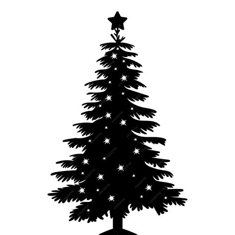 Sapin De Noël Silhouette Noire Design Vecteur Isolé Vecteur Premium