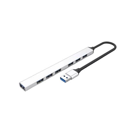 Adaptador Multipuerto Hub Delgado De 7 Puertos Usb 3 0 Plata